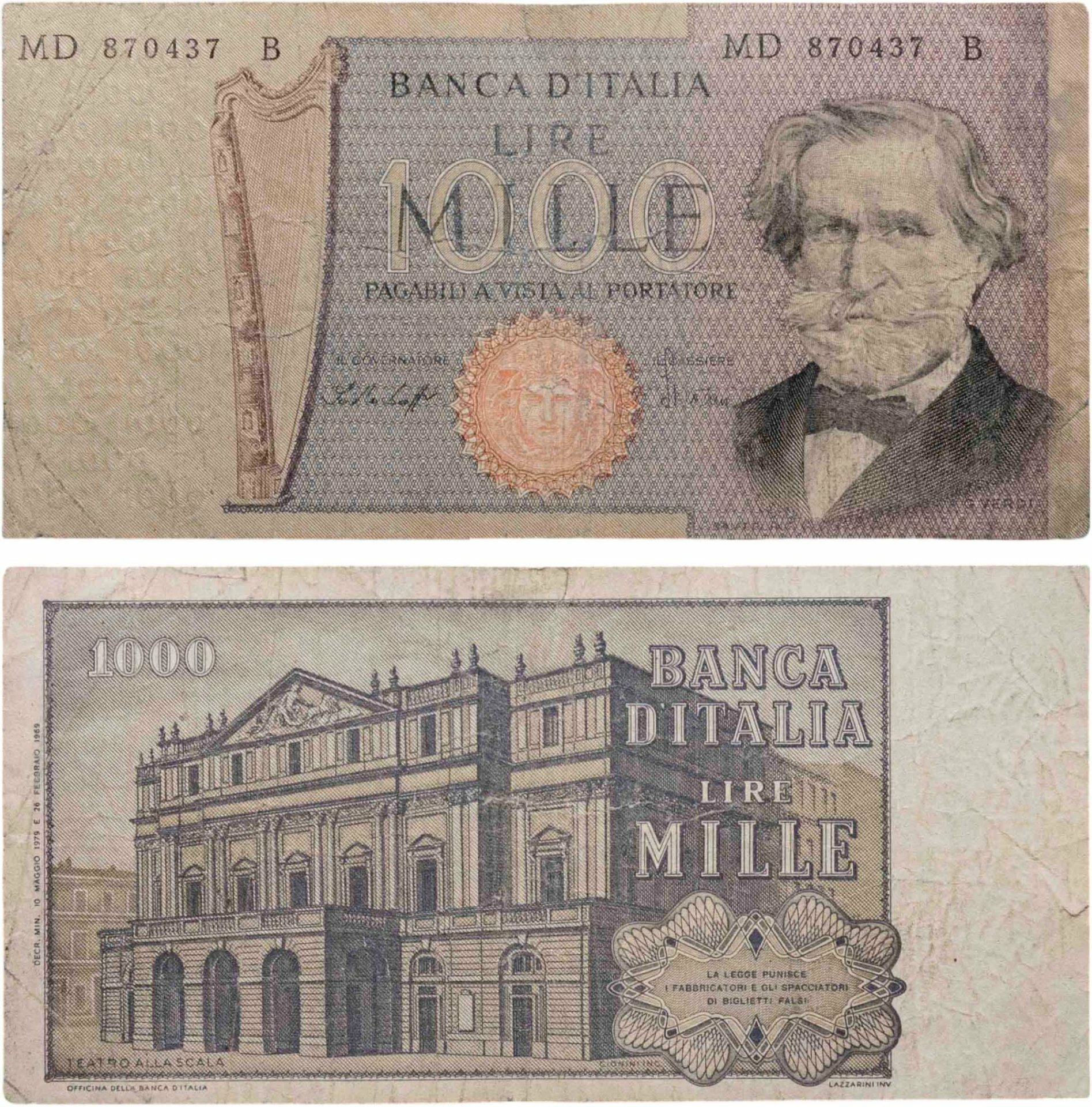 Италия 1000 лир 1969 1971