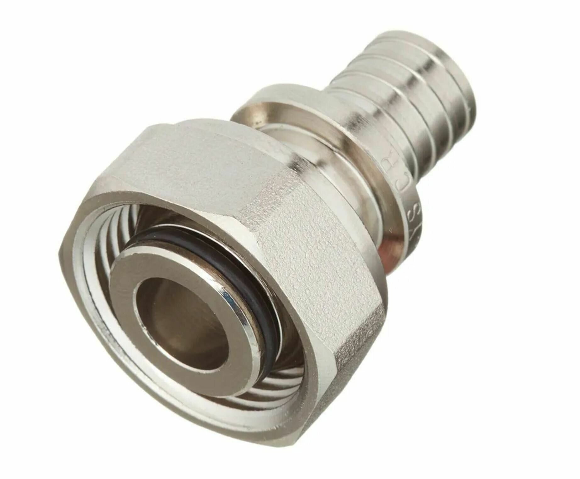 Муфта с накидной гайкой (евроконус) аксиальная, латунь,16х2,2х3/4", никель, RTP