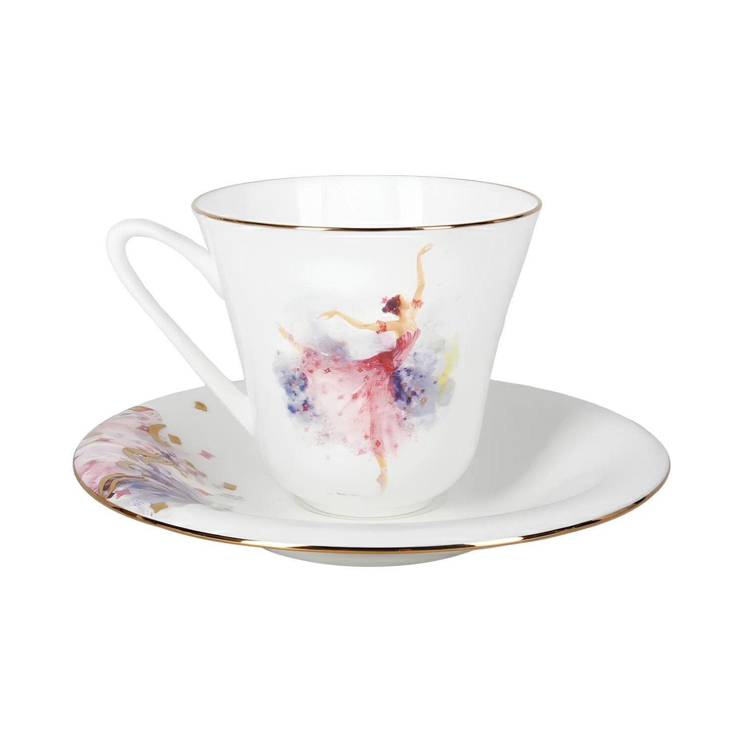 Чашка с блюдцем ИФЗ Сад, Фея сирени, 200мл, костяной фарфор 81.24855.00.1