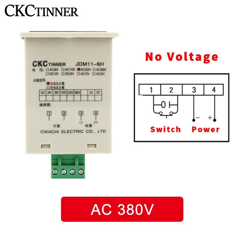 CKCTINNER JDM11-6H, 6-значный счетчик, 380V