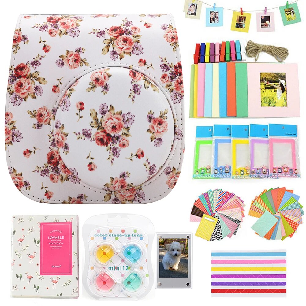 Чехол для Fujifilm Instax Mini 12 из искусственной кожи + набор аксессуаров Red Rose