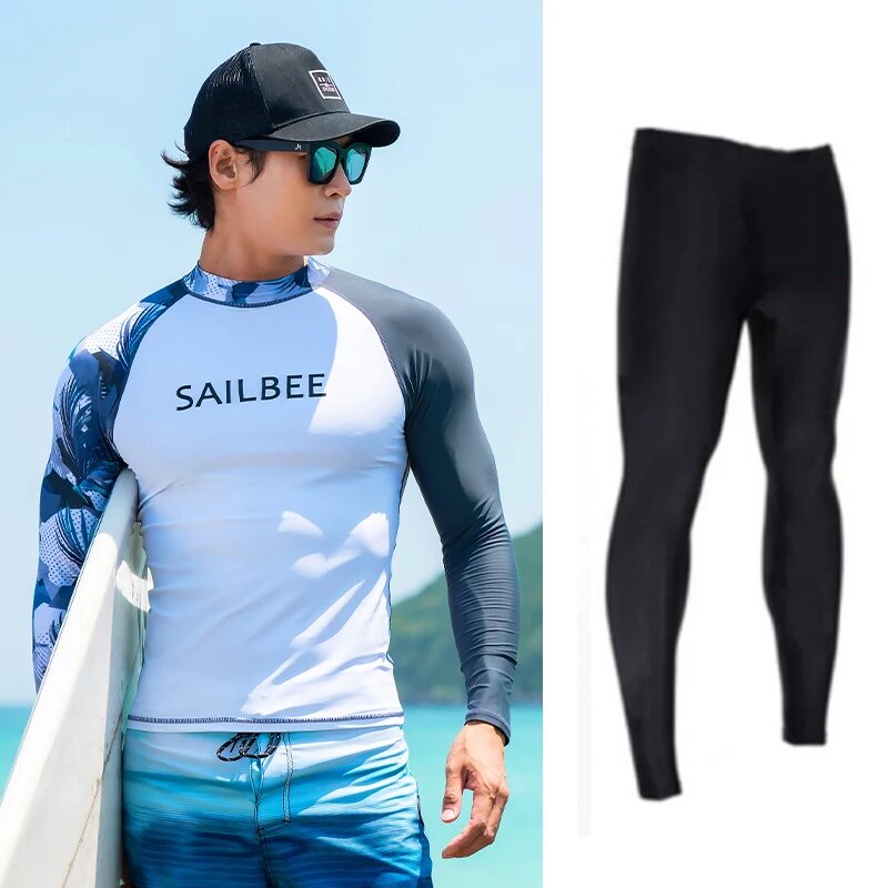 SAILBEE Мужской комплект: длиннорукавный купальник + леггинсы, 4XL