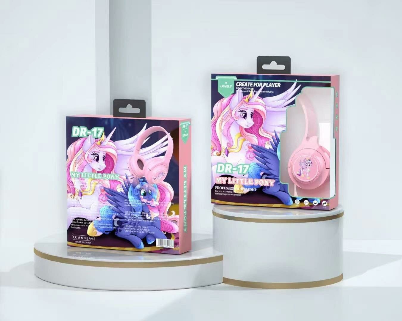 Bluetooth-шумоподавляющие наушники для детей с My Little Pony, беспроводные игровые наушники для малышей