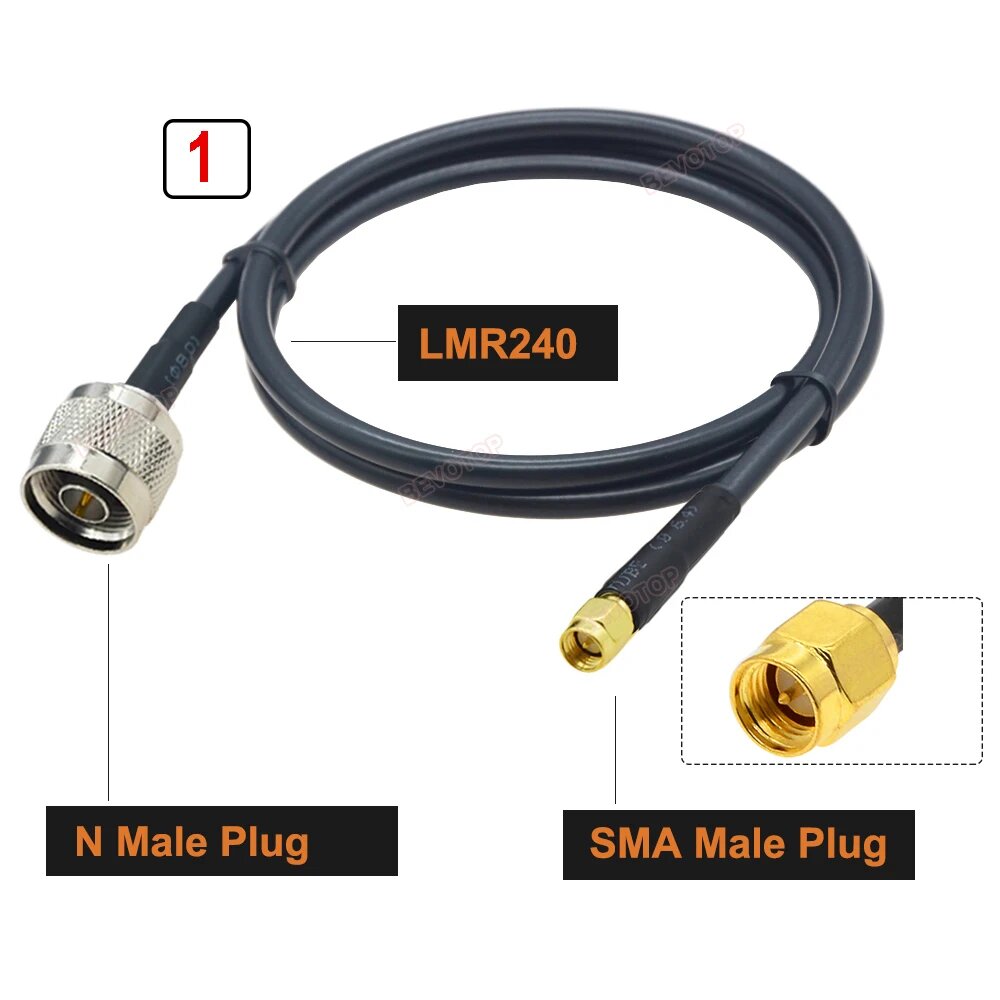 BEVOTOP Коаксиальный кабель LMR240 N-SMA 50 Ом 3M, N Male to SMA Male
