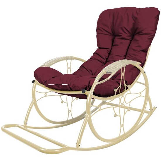 Кресло-качалка M-group Овал люкс бежевое, бордовая подушка, шт