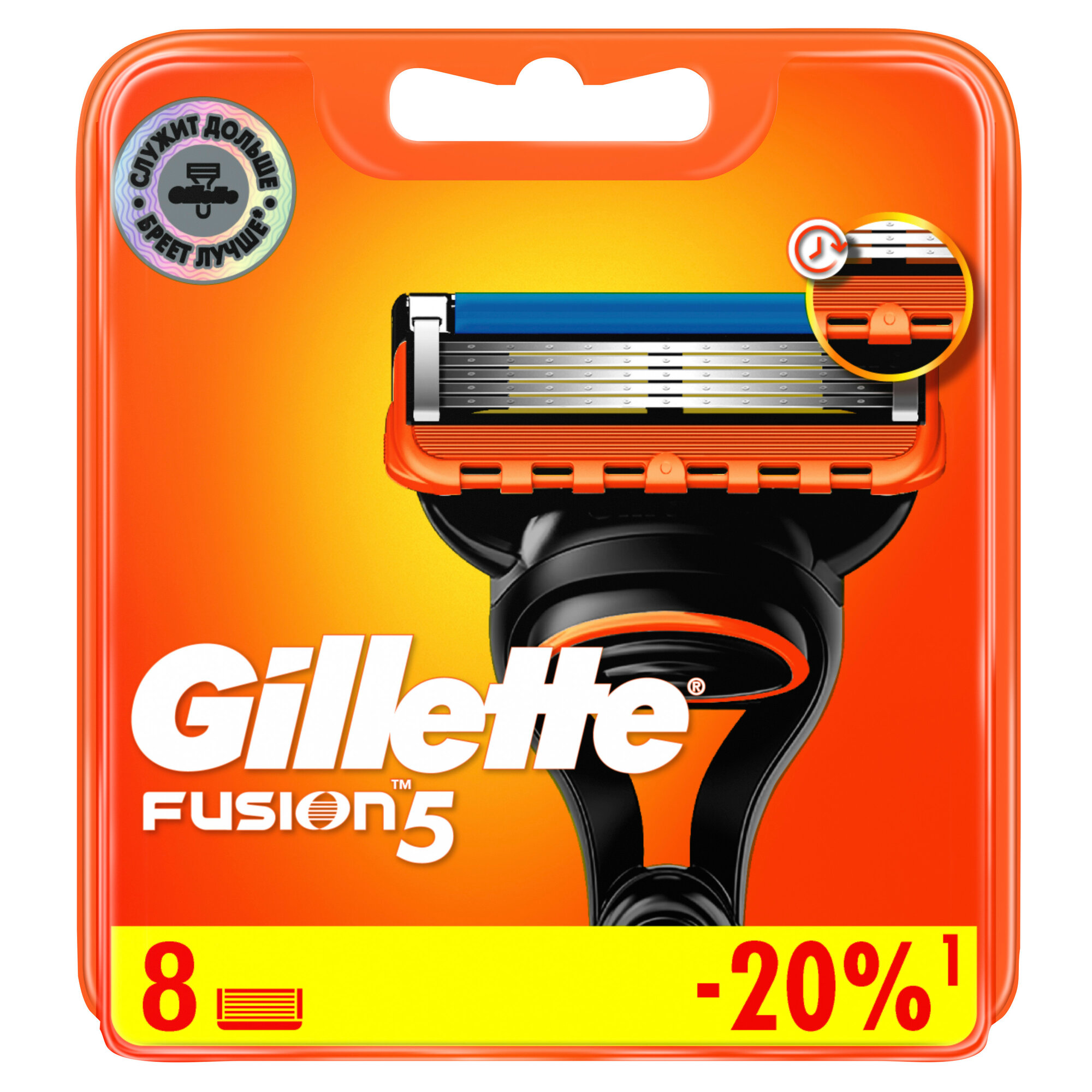 GILLETTE фьюжн (FUSION) Сменные кассеты для бритья 8шт