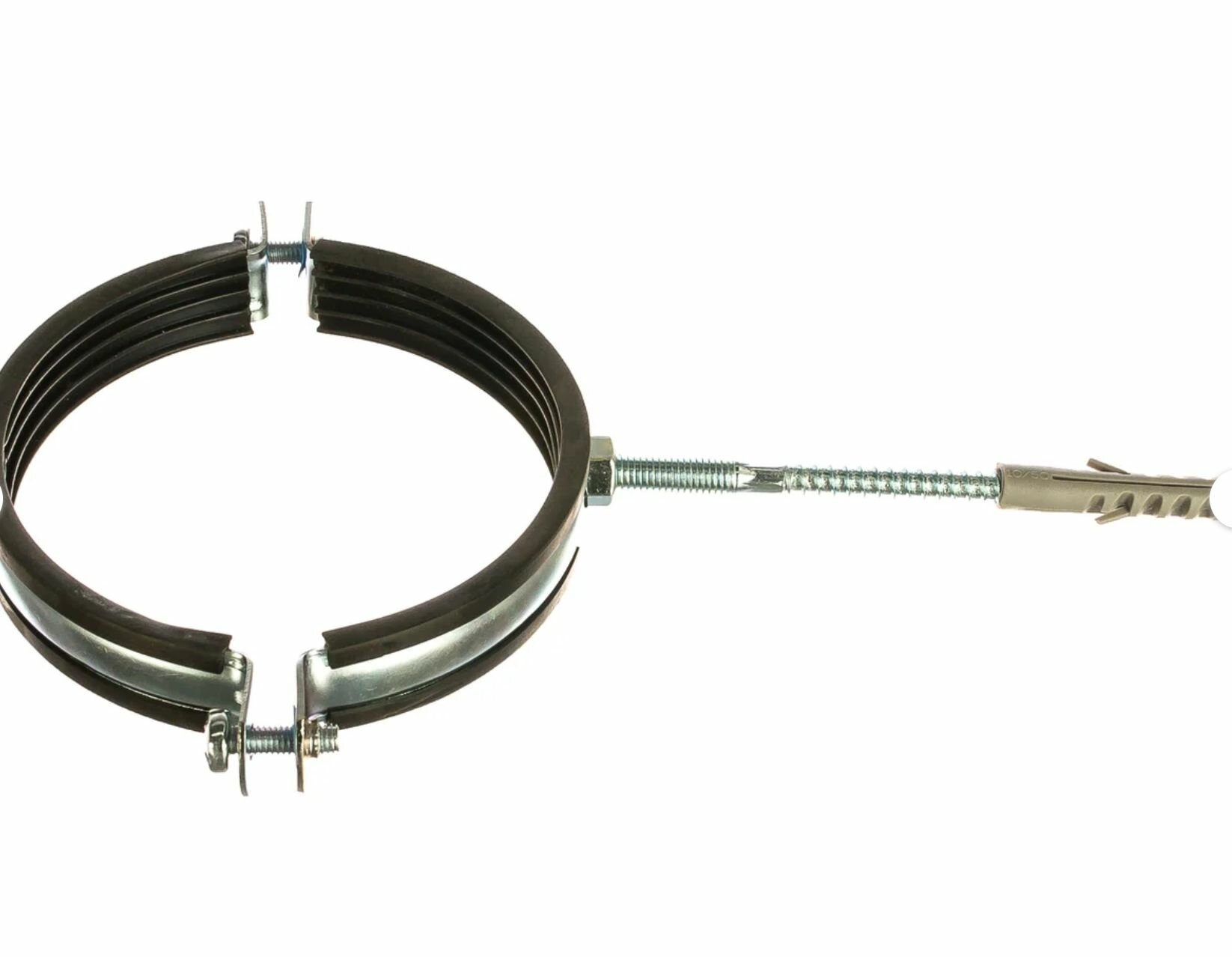 SAC-0020-100004 Хомут для труб, комплект: хомут+шпилька шуруп +дюбель пластиковый 4 (107-116)