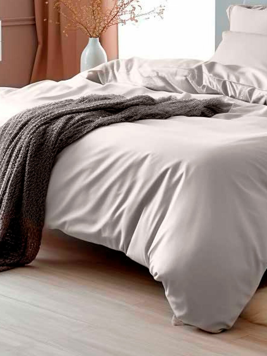 Простыня Pappel Евро, сатин, 100% хлопок, подарочная упаковка, 240x260 см, коричневая