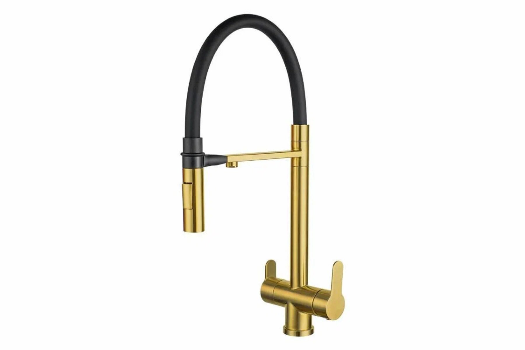 Смеситель под фильтр ZorG SZR-3030 BRONZE нержавеющая сталь бронза, гибкий черный излив, на магните, струя-душ