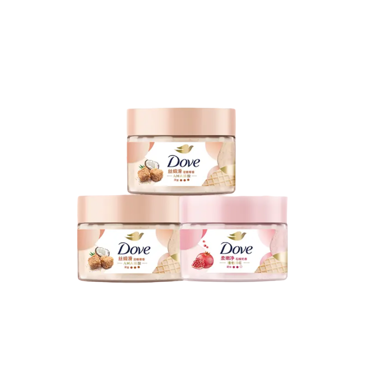 Скраб для тела унисекс Dove увлажняющий фруктовый аромат, 3 Pcs, 280g