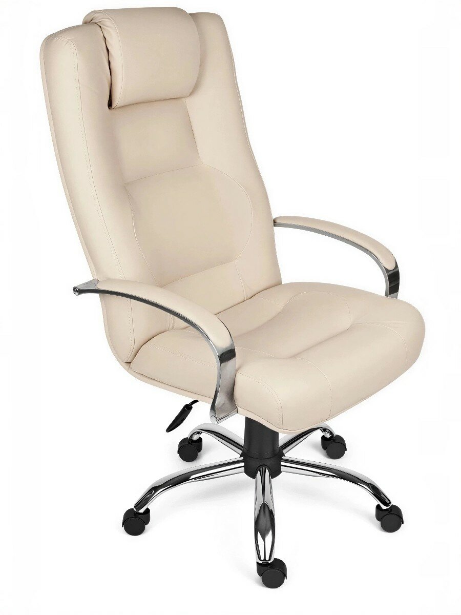 Компьютерное кресло для руководителя Factor Лагуна 21 1Х хром, натуральная кожа, цвет бежевый