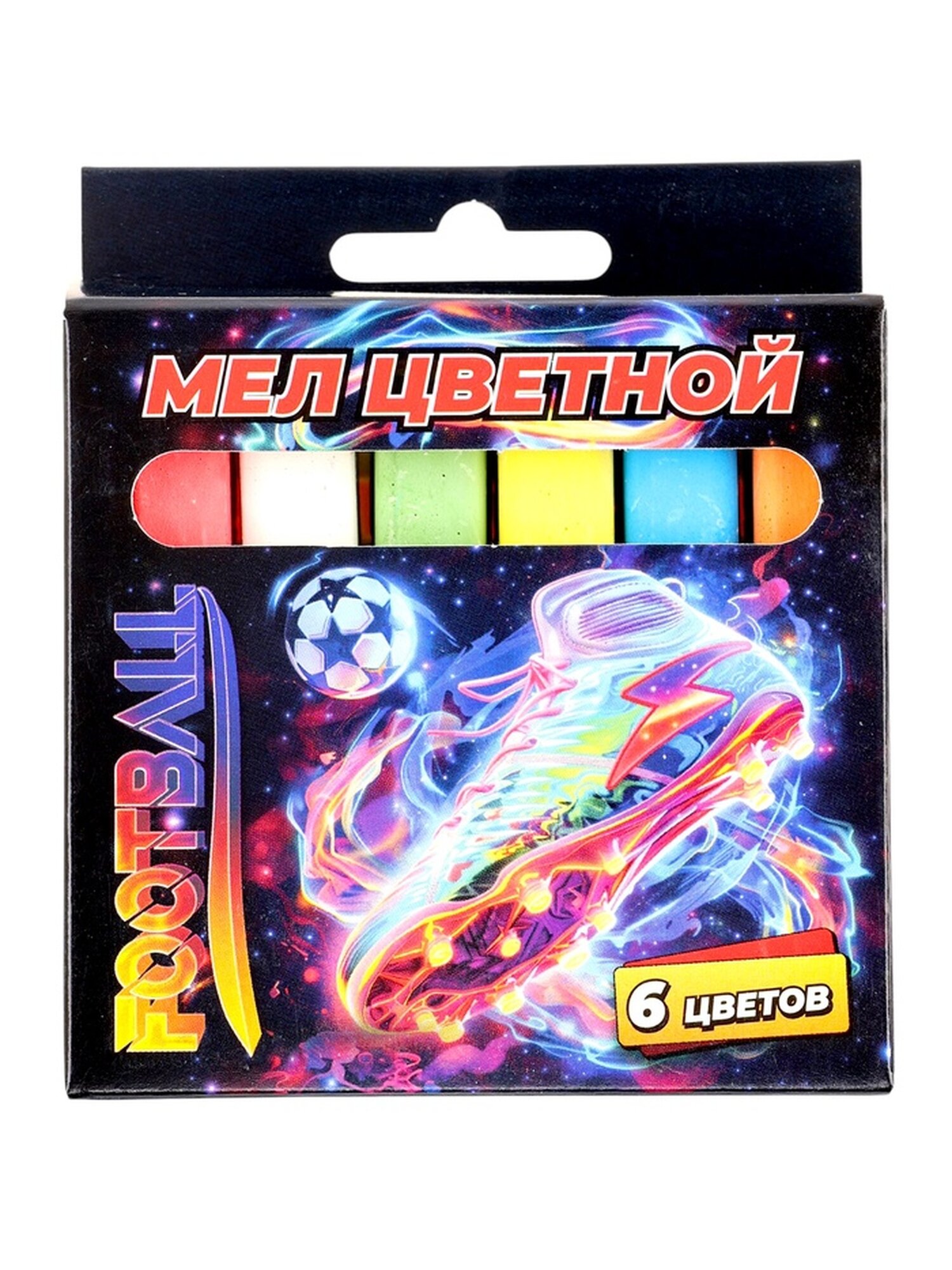 Мел CENTRUM "Футбол", цветной, сухой, картонная упаковка, 6 штук