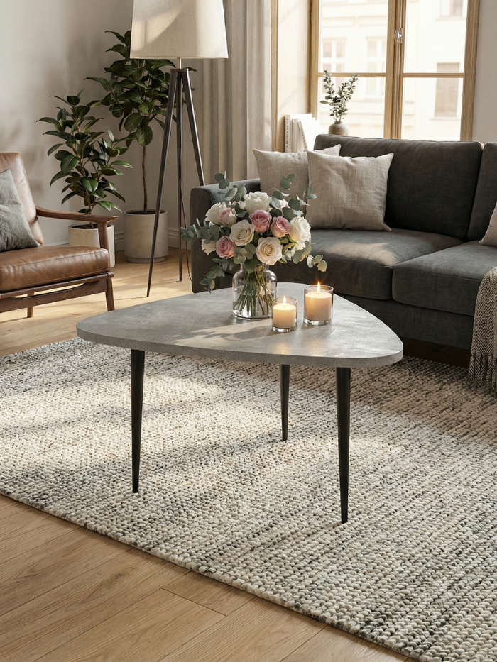 Журнальный столик Квадро-М Бергамо 3 Треугольный, Ателье светлый лак