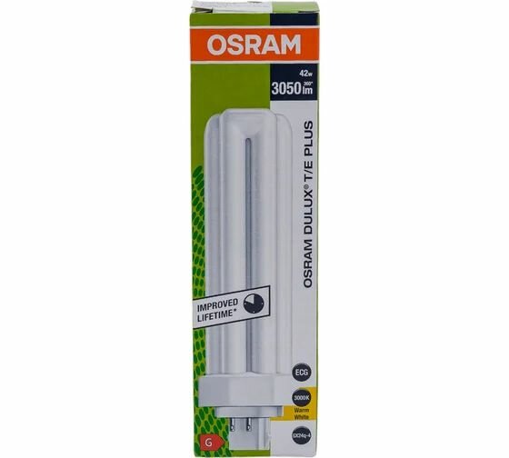 Компактная люминесцентная неинтегрированная лампа Osram DULUX T/E 42W/830 PLUS GX24Q