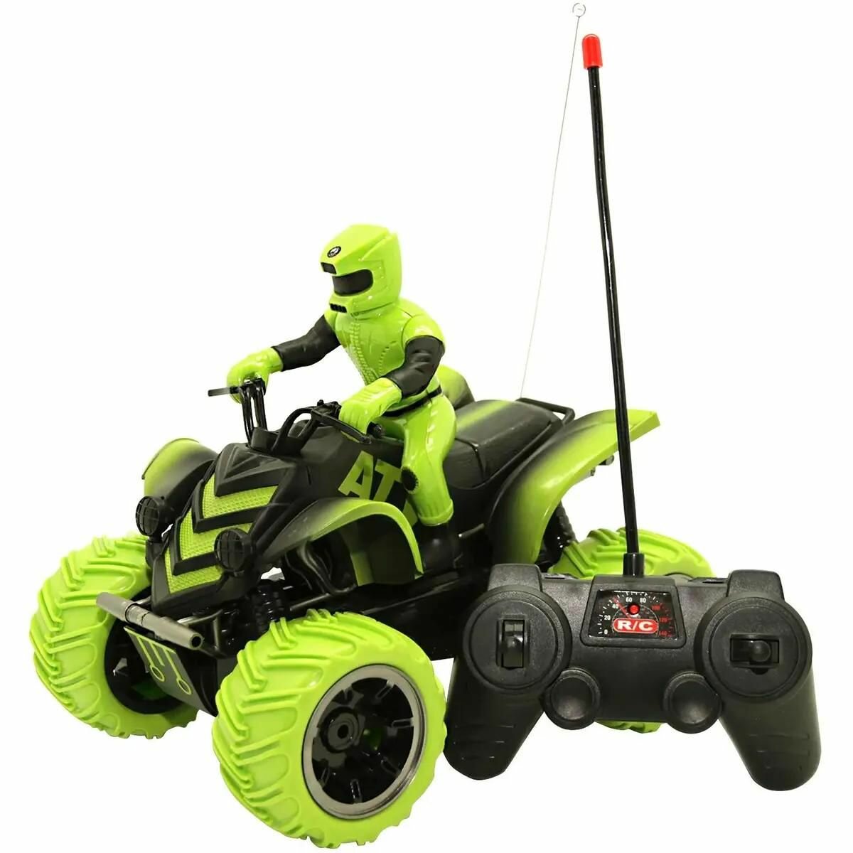 Квадроцикл Нордпласт радиоуправляемый, фигурка мотоциклиста, масштаб 1:14, салатовый