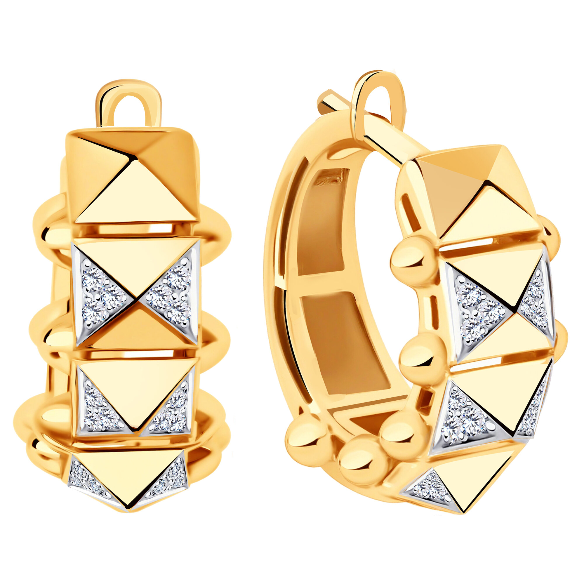 Серьги Diamant online, красное золото, 585 проба, фианит