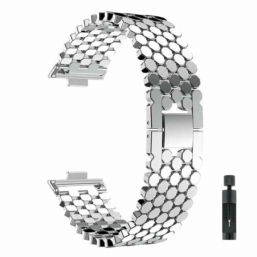 Модный блестящий ремешок для часов из нержавеющей стали Совместим с Huawei Watch Fit 3, Huawei Watch Fit 4/4 Pro