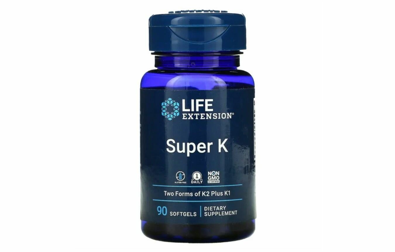 Life Extension, Super K, Две формы витамина K2 и витамин K1, 90 Softgels