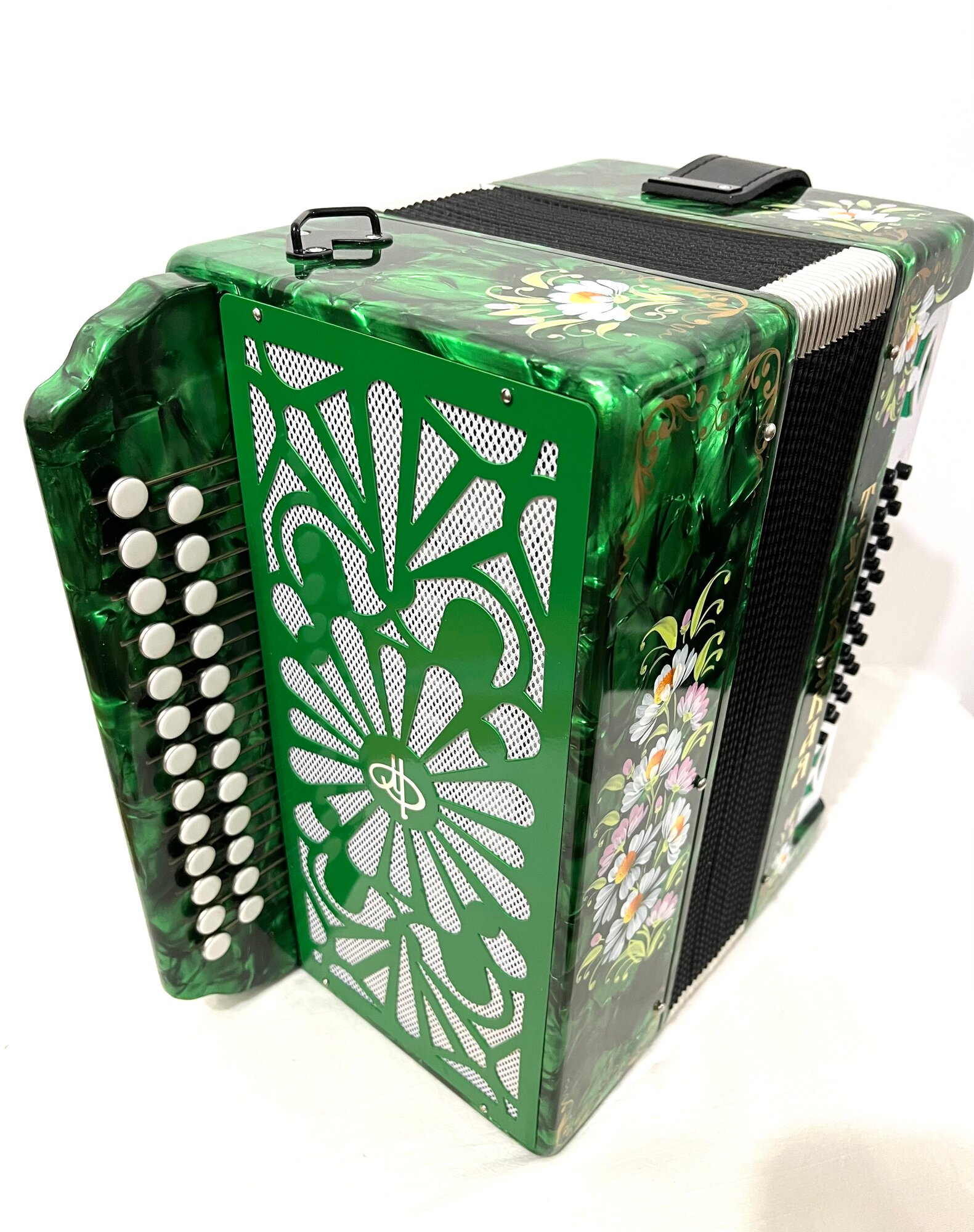 Гармонь "Тульская 301М" зеленая, До-диез мажор, Тульская гармонь