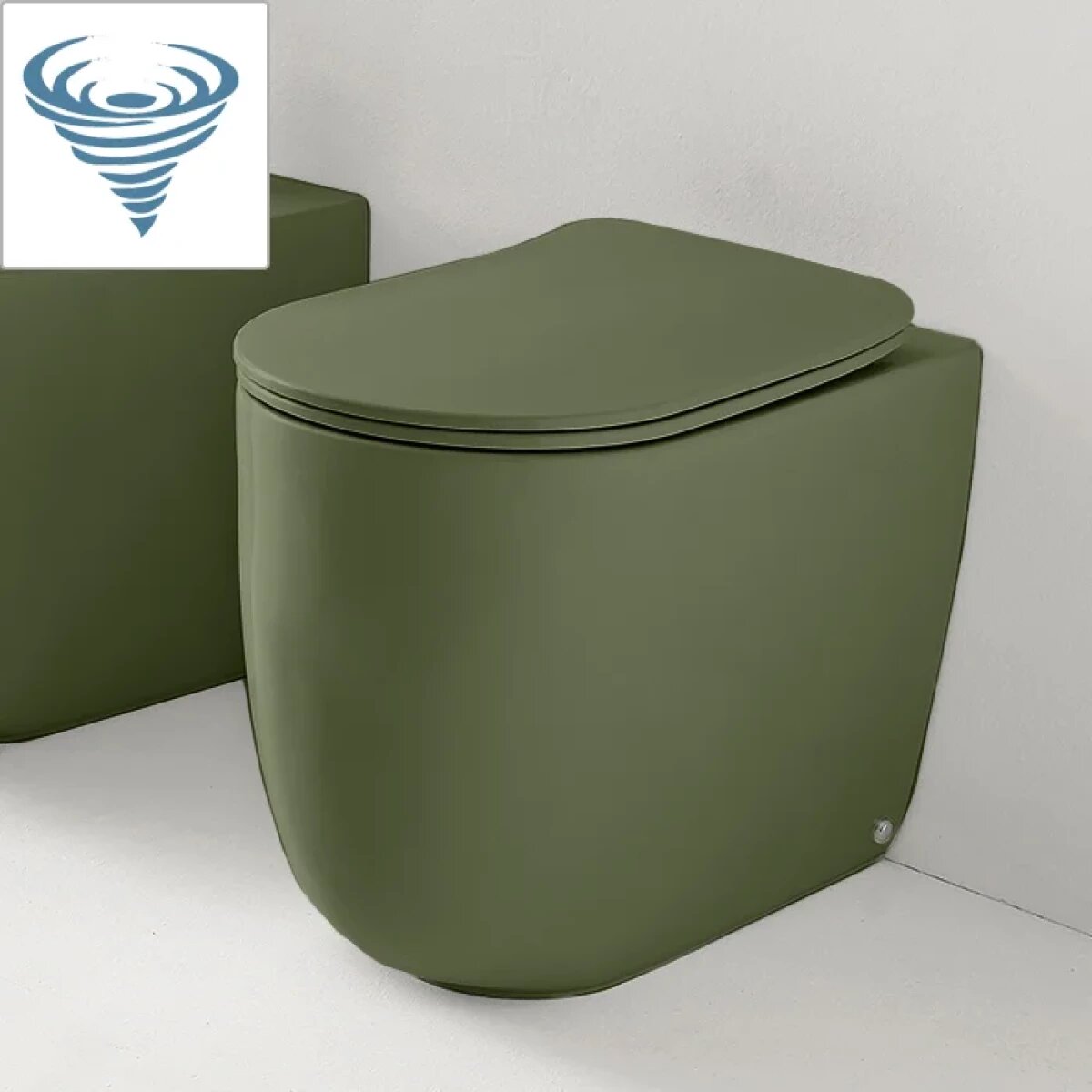 Унитаз приставной безободковый TORNADO Kerasan Nolita 531911 зеленый матовый, без сиденья