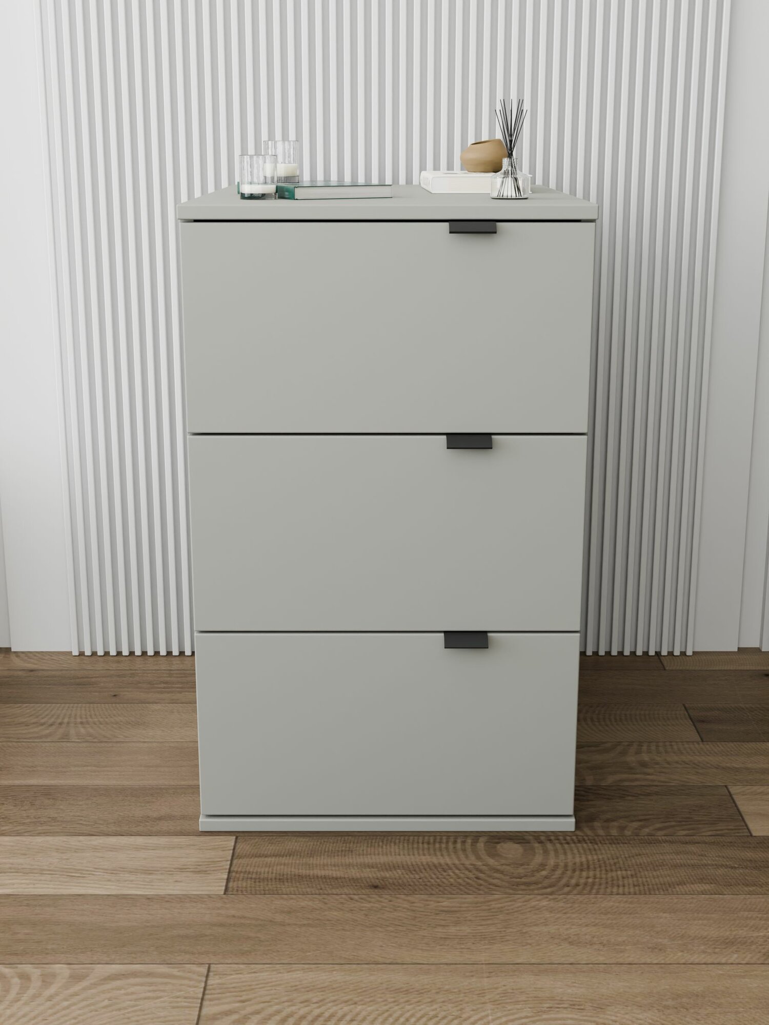 Изумлит Комод для белья и одежды Компакт 3 ящика, 45х73.5х58.4 см, шиншилла серая