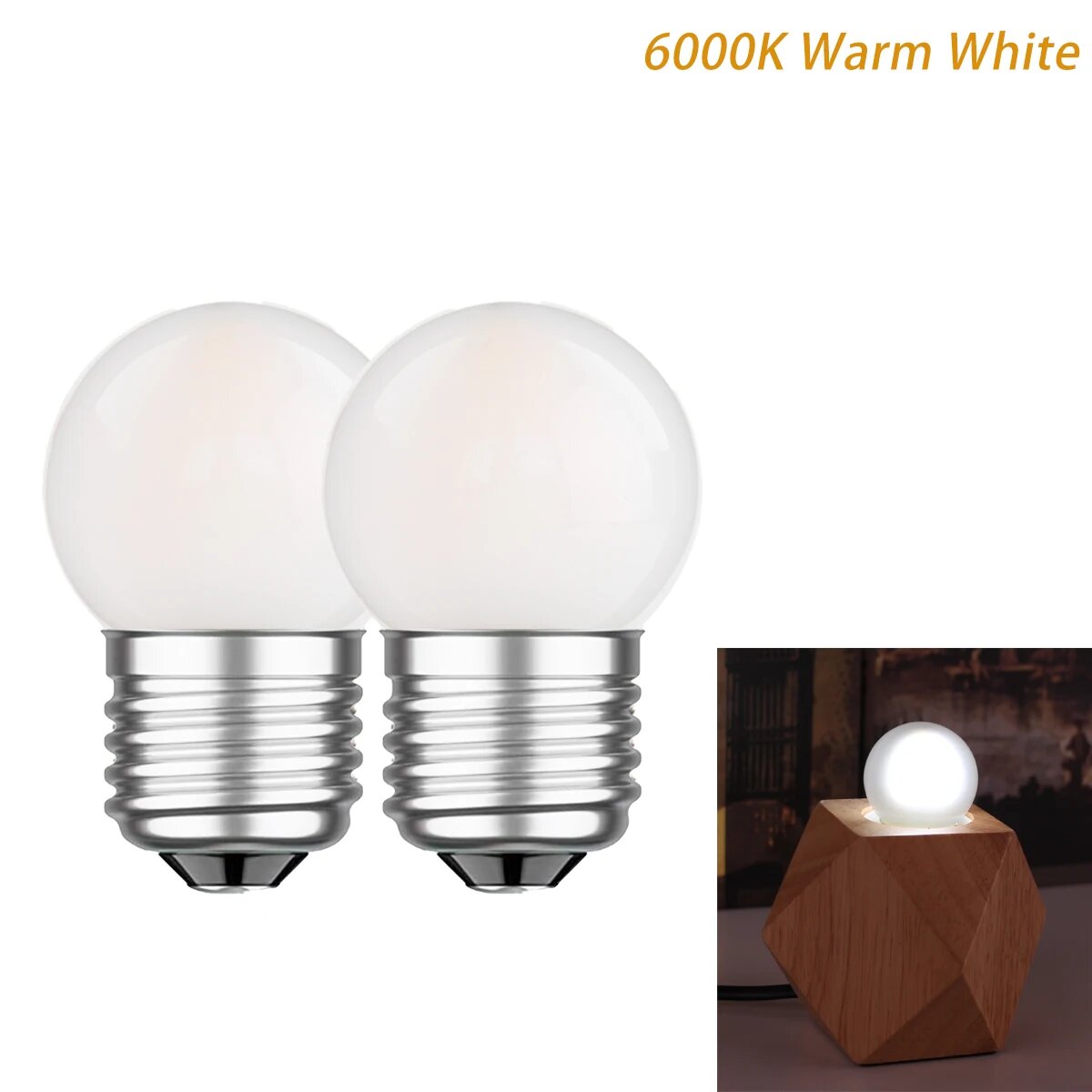 Светодиодные лампы E27 220V, 6000K, Cool White, 2 шт