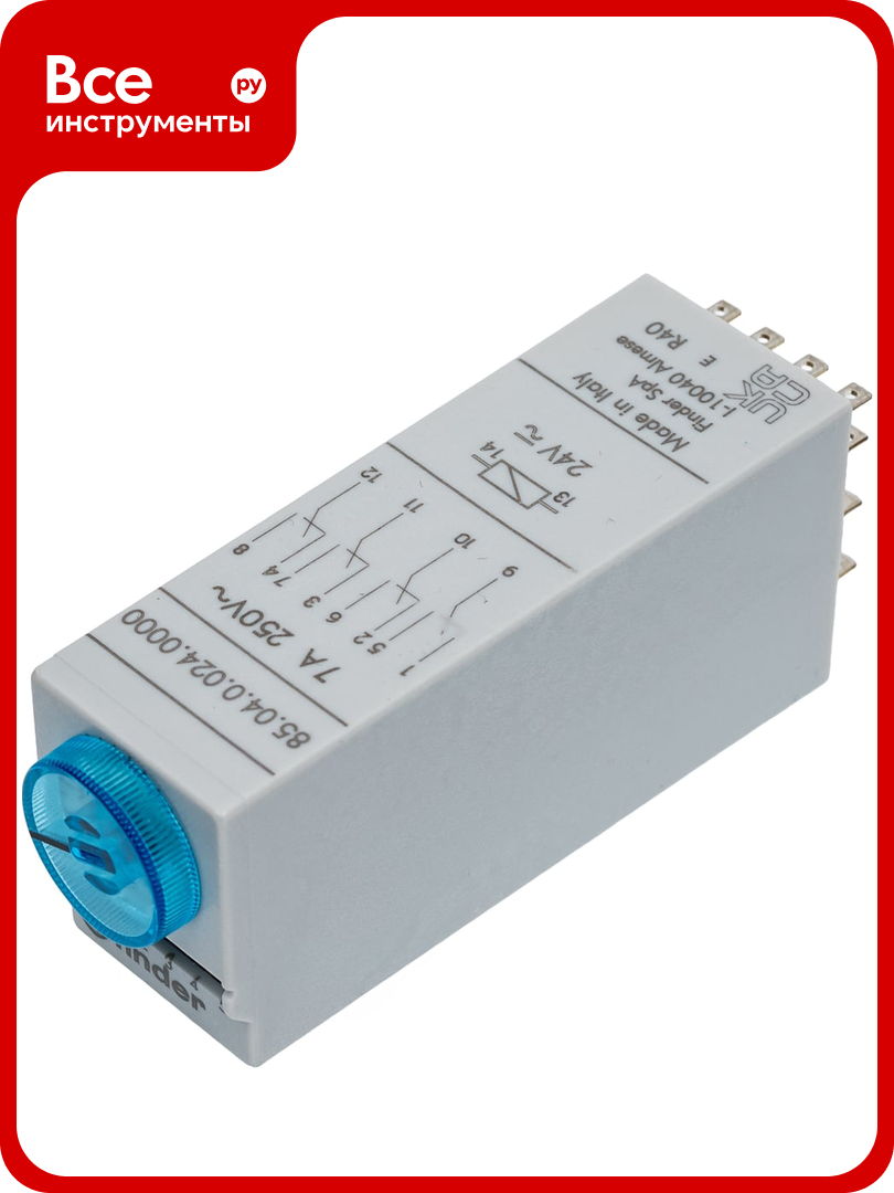 Миниатюрное съемное реле времени Finder функц: Ai, Di, gi, sW, 4 CO конт. 7а, = 24, 850400240000