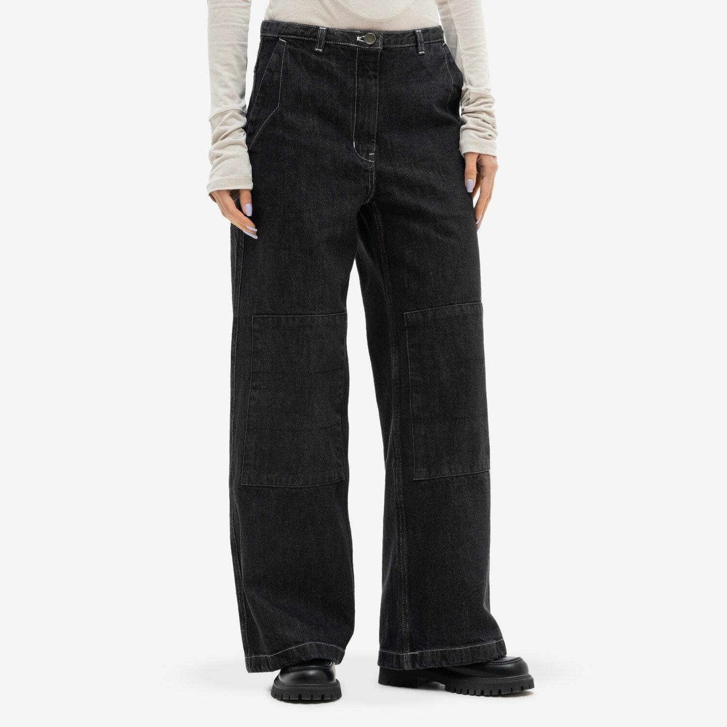 Джинсы LOW CLASSIC Джинсы Low Classic Knee-Patch Denim Pants, размер S, black — фото 1