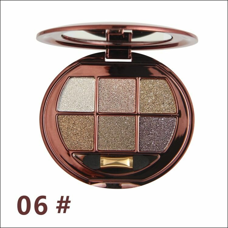 Блестящие тени для век Wei Ni Xiao Xiong, 6 оттенков, тон 06
