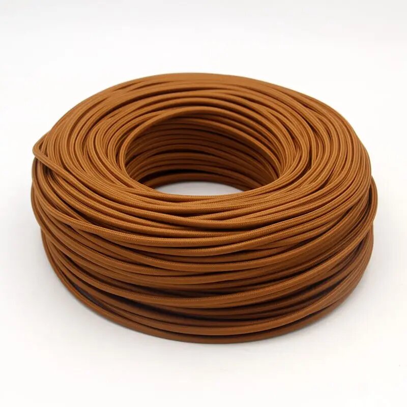 Электрический кабель VDE 2-жильный 0,75 мм², тканевая оплетка Coffee, 10 м