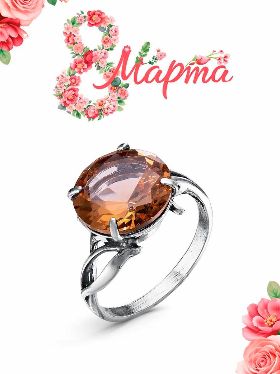 Кольцо, серебро, 925 проба, султанит синтетический