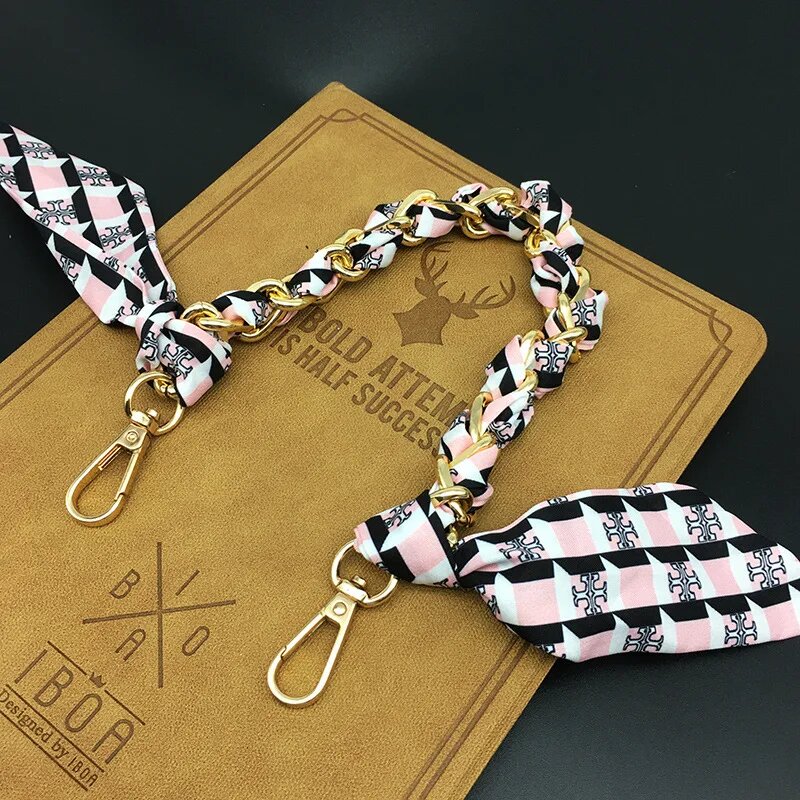 Шелковый шарф, лента, аксессуары для сумок, цепочка, модный шарф, женская сумка, Декор, typle-4