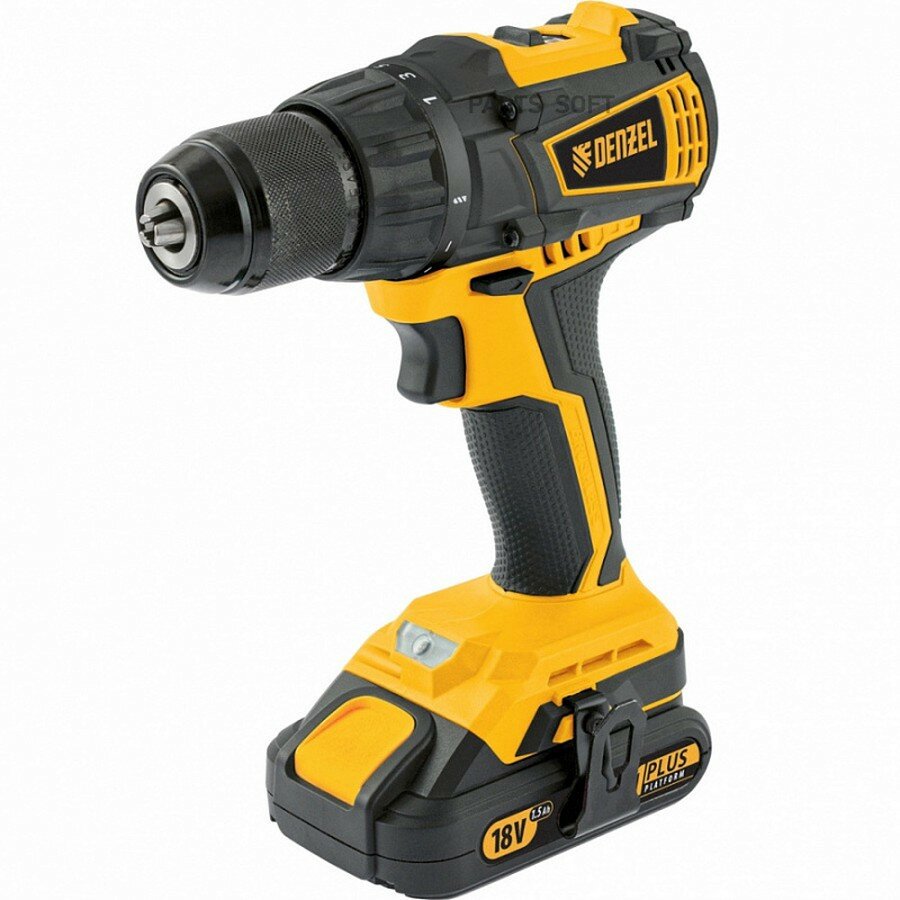 Дрель-шуруповерт аккумуляторная, бесщет. BLDL-IB-18-02, Li-Ion, 18 В, 2 акк. от официального дистрибьютора, DENZEL, артикул 26121