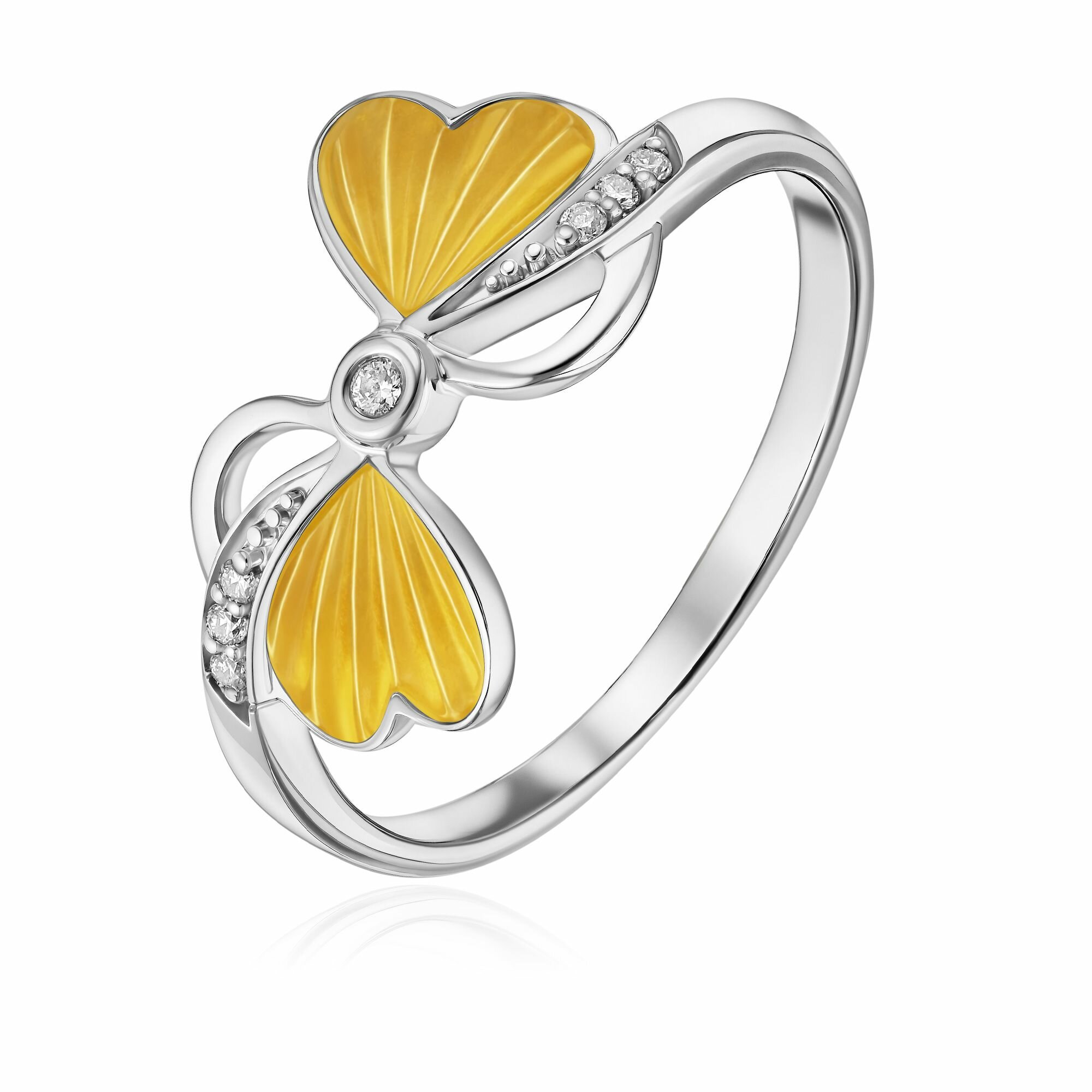 Кольцо, серебро, 925 проба, бриллианит