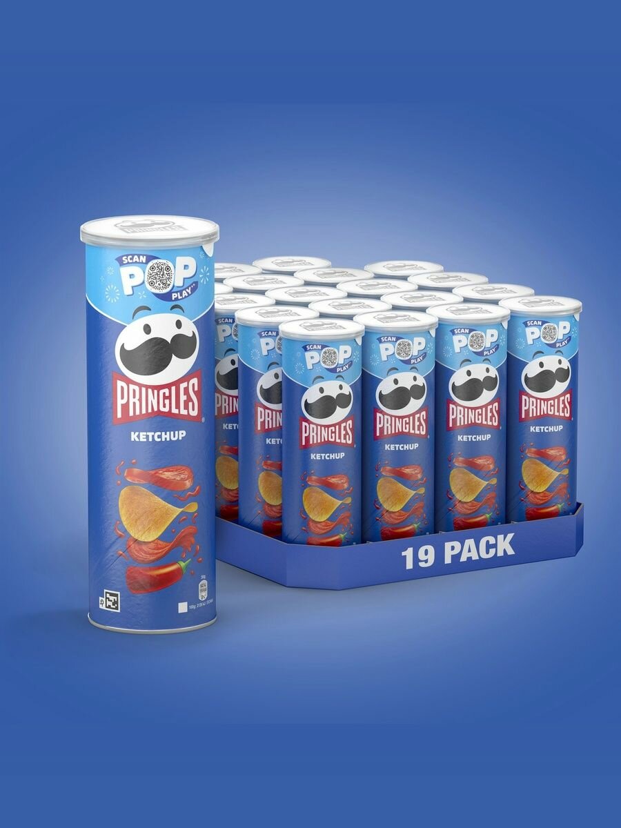 Картофельные чипсы Pringles, со вкусом Кетчупа, 165 гр, 19 шт