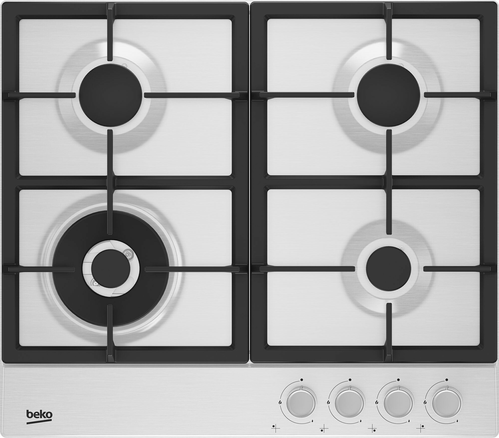 Варочная панель газовая Beko BHGM6422K5WW белый, Газ-контроль, чугун, WOK