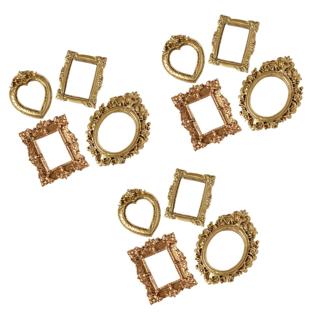 Мини-рамка для фотографий из 12шт, маленькая старинная фоторамка из смолы, Овальная прямоугольная настенная рамка для настольного дисплея, декор в подарок