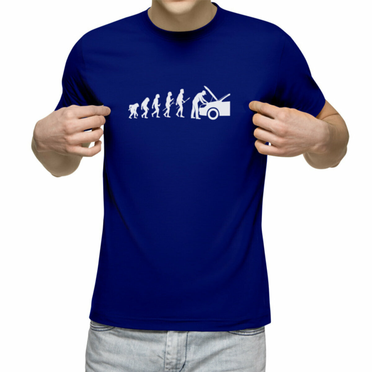 Мужская футболка «механик автомеханик автотехника автослесарь мастер» (синий, XL)