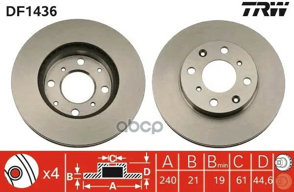 Тормозной диск TRW арт. DF1436