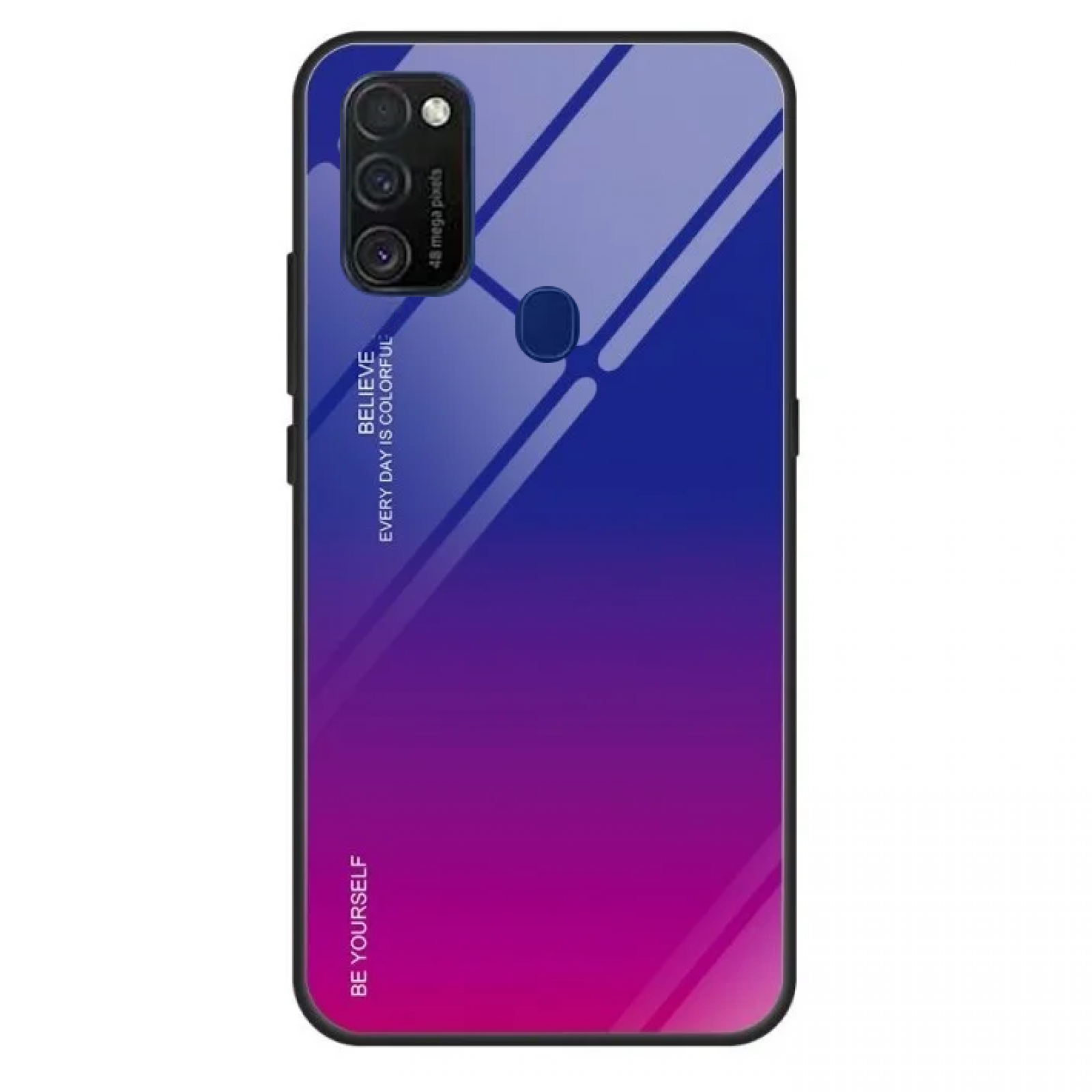 Чехол-бампер Чехол. ру для Samsung Galaxy M30s и Galaxy M21 SM-M215 (2020) с силиконовым бампером и градиентным закаленным стеклом фиолетовый