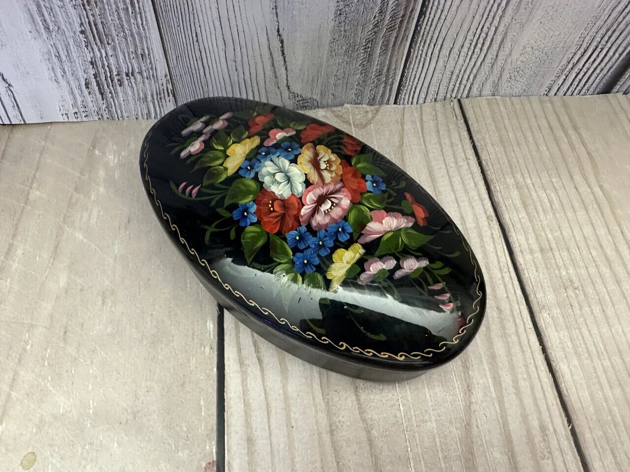 Шкатулка для украшений винтаж ссср 70 годы Металл расписная