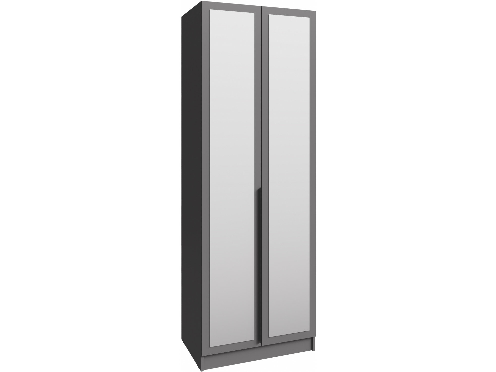 Шкаф двухдверный (0,8) с полками для белья с зеркалом, Графит серый