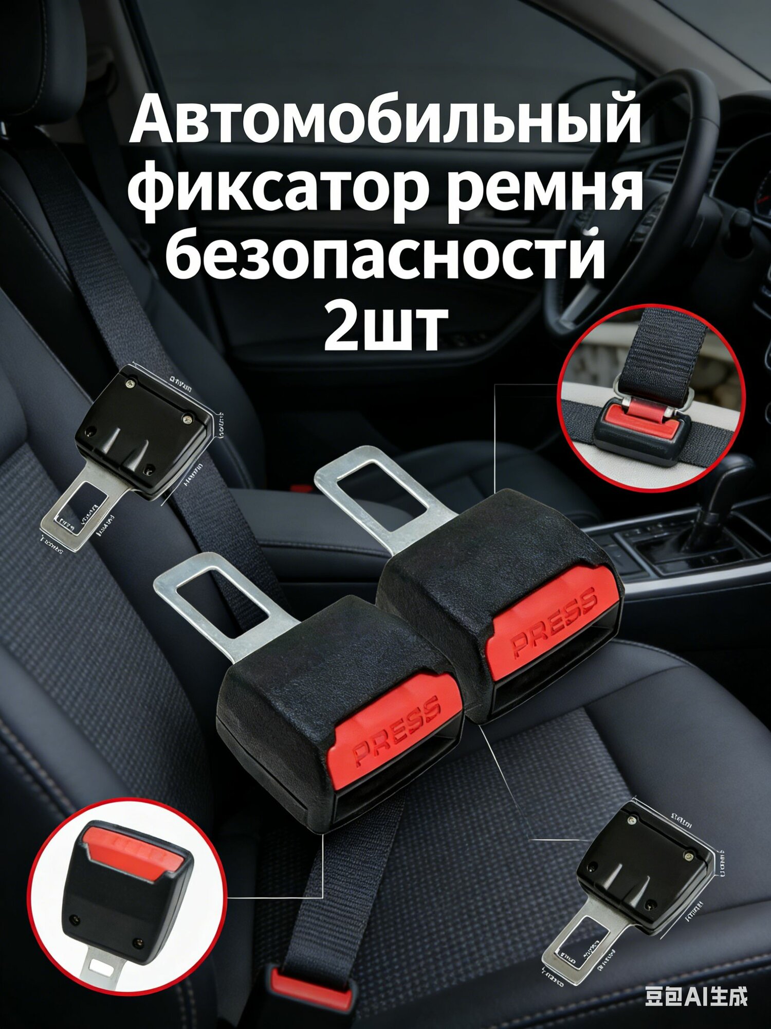 Подарок для водителя комплект фиксаторов ремня безопасности, 2 шт.