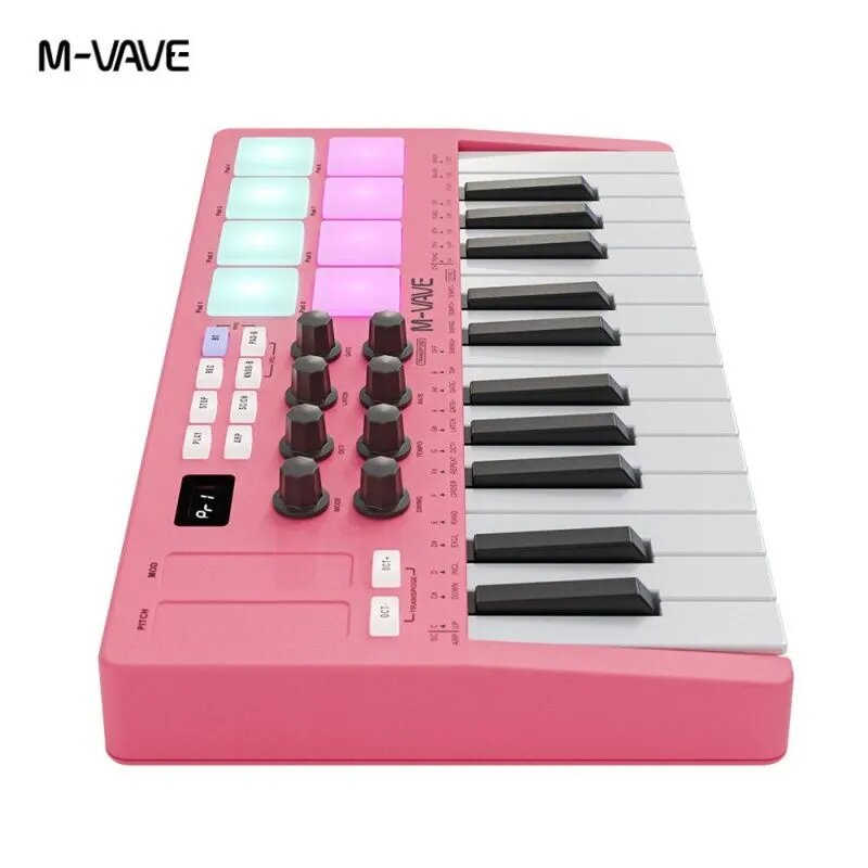 MIDI-клавиатура M-VAVE SMK-25 розовая 25 клавишная USB-MIDI — фото 1
