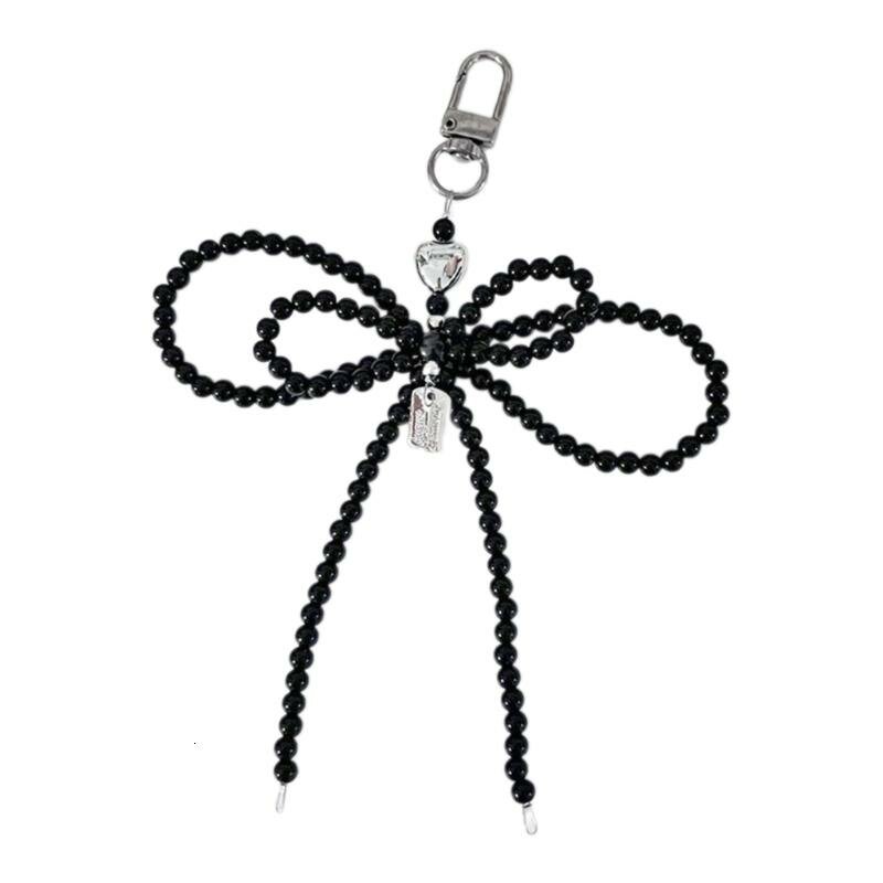 Серебряный кулон-бант с сердцем, Черный