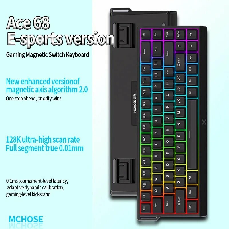 MCHOSE Игровая клавиатура проводная , Английская раскладка, черный, черный матовый