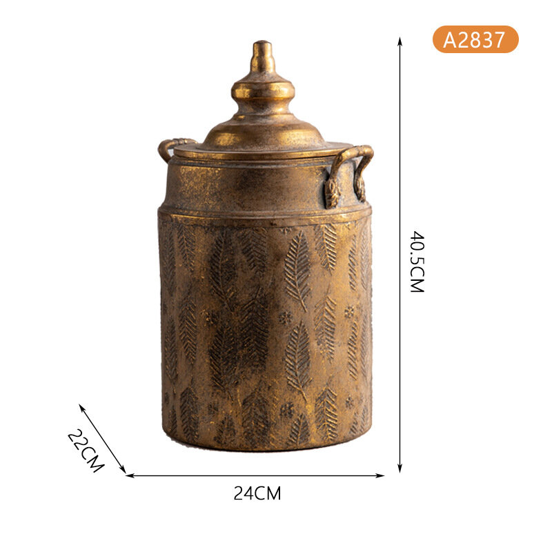 Американская ретро-ваза для цветов из золотистого металла, емкость для цветочных композиций, креативная ваза для цветов в классическом дворцовом стиле из железа.