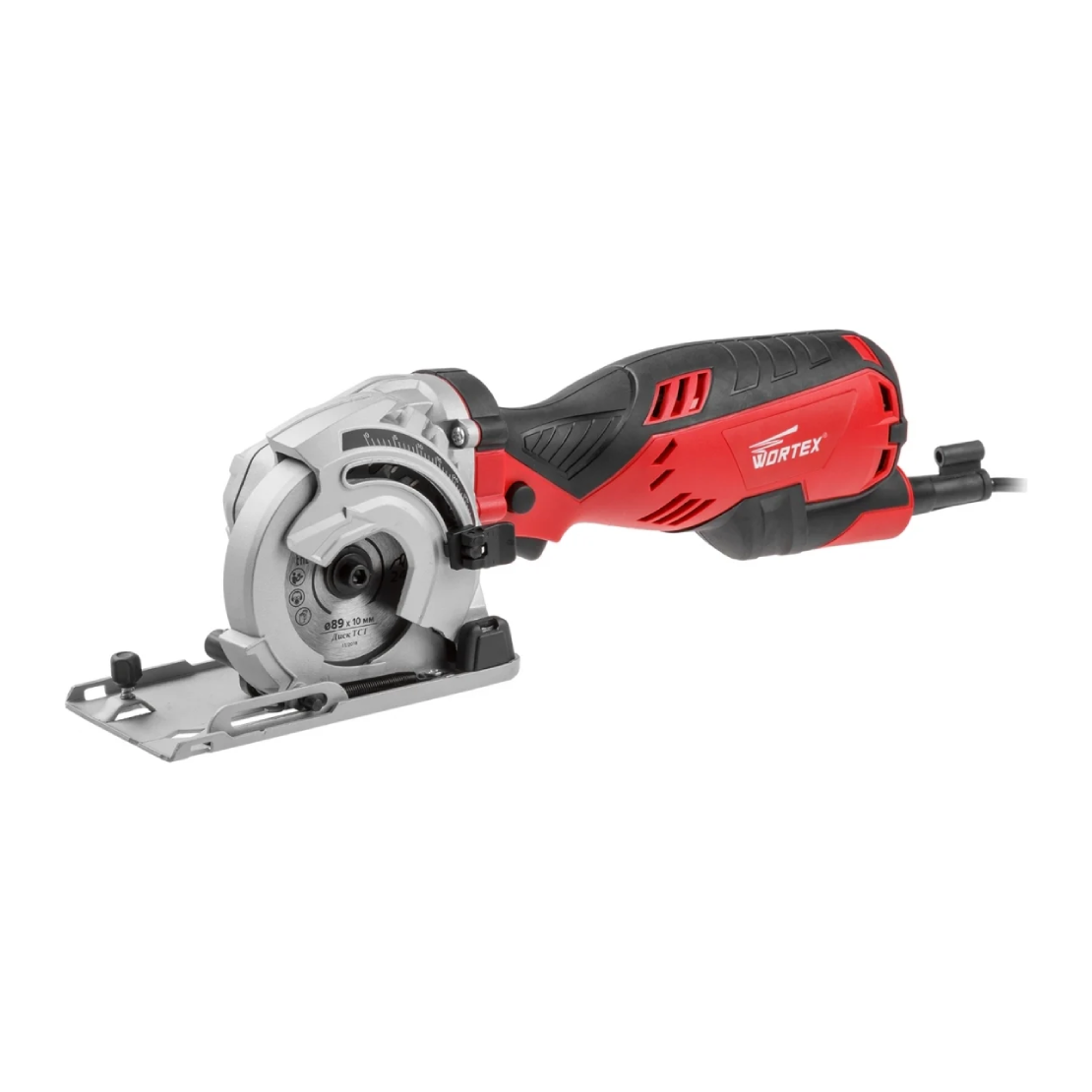 Пила циркулярная Wortex HS 2865 (HS286501126), 650 Вт, диск 89 мм, 5000 об/мин, регулировка глубины реза, красный