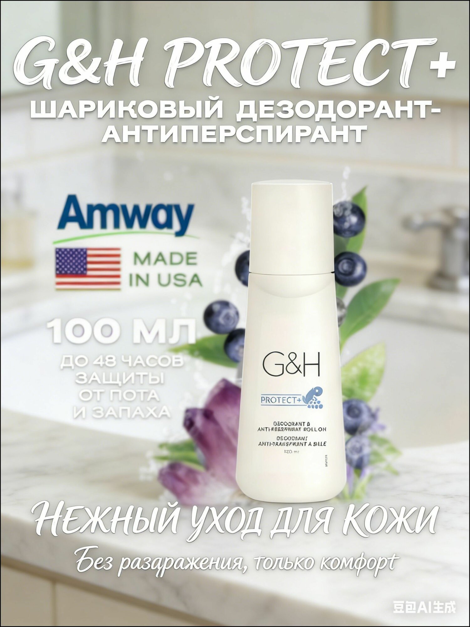 Шариковый дезодорант-антиперспирант Amway G&H Protect+ 100 мл