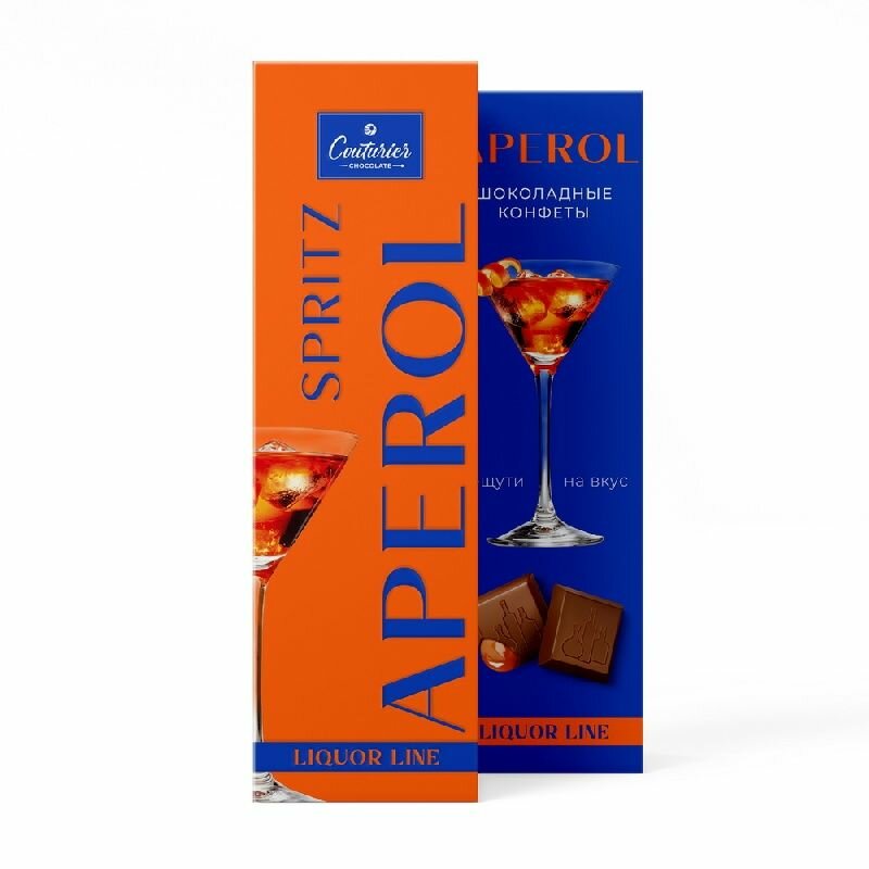 Конфеты COUTURIER LIQUOR LINE шоколадные со вкусом "APEROL SPRITZ" /картон/ 105г
